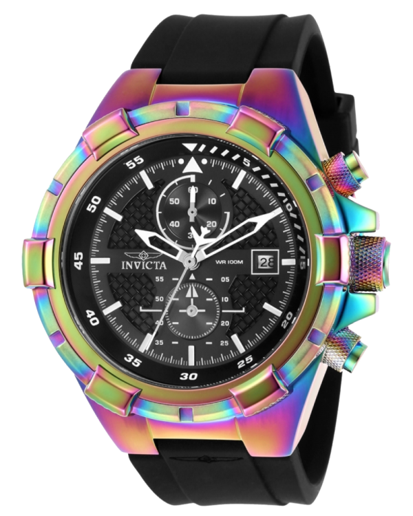 Invicta Mens Aviator Rainbow Case with Black Dial Quartz Watch ...